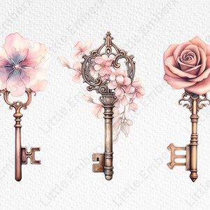Keys Watercolour Clipart, 10 Transparent PNG 300 Dpi, Romantic Love ...