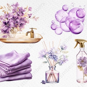Cute Cleaning Clipart, Purple Spring Clean, 20 Transparent PNG 300 Dpi ...