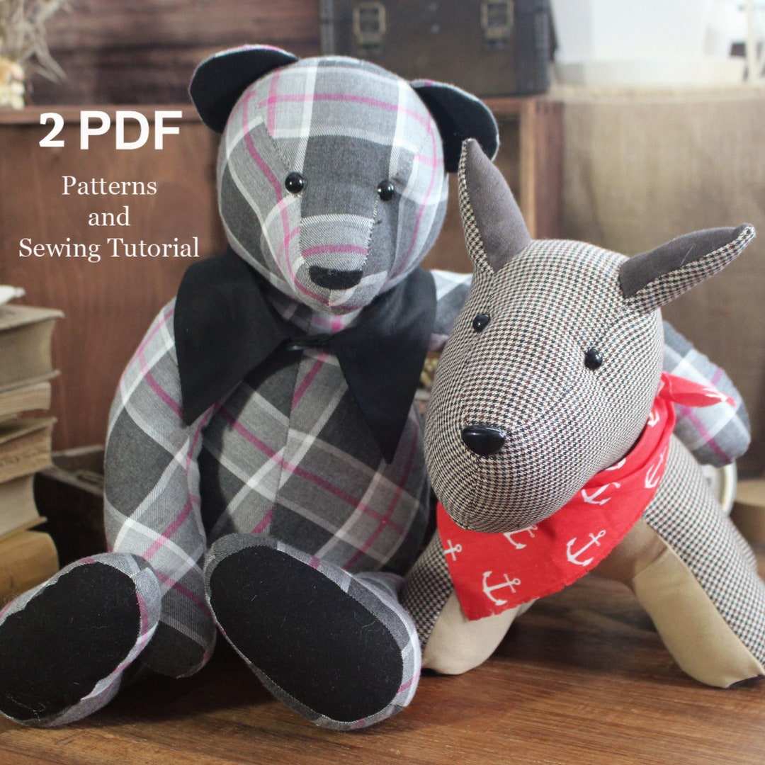 Pattern Memory Bear + Dog Easy Sewing Pattern Simple Bear Pattern ...