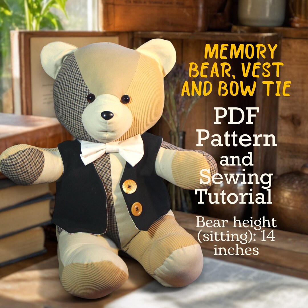 Memory Bear Pattern Easy 14" Sewing Pattern Simple Bear Pattern Sewing ...