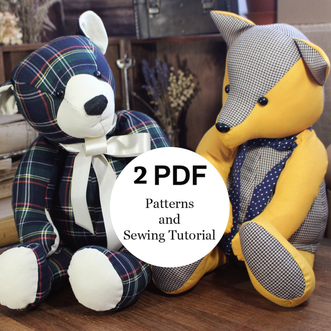Two Memory Bear Patterns Easy Sewing Pattern Simple Bear Pattern Sewing ...