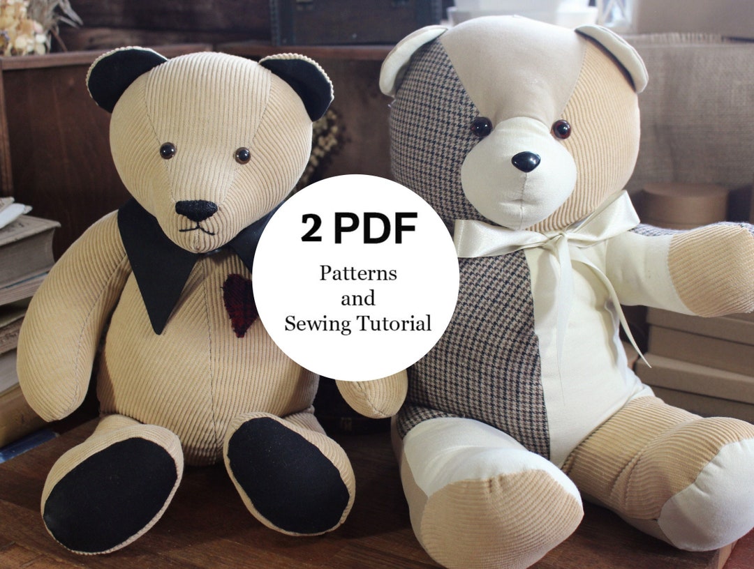 Two Memory Bear Patterns Easy Sewing Pattern Simple Bear Pattern Sewing ...