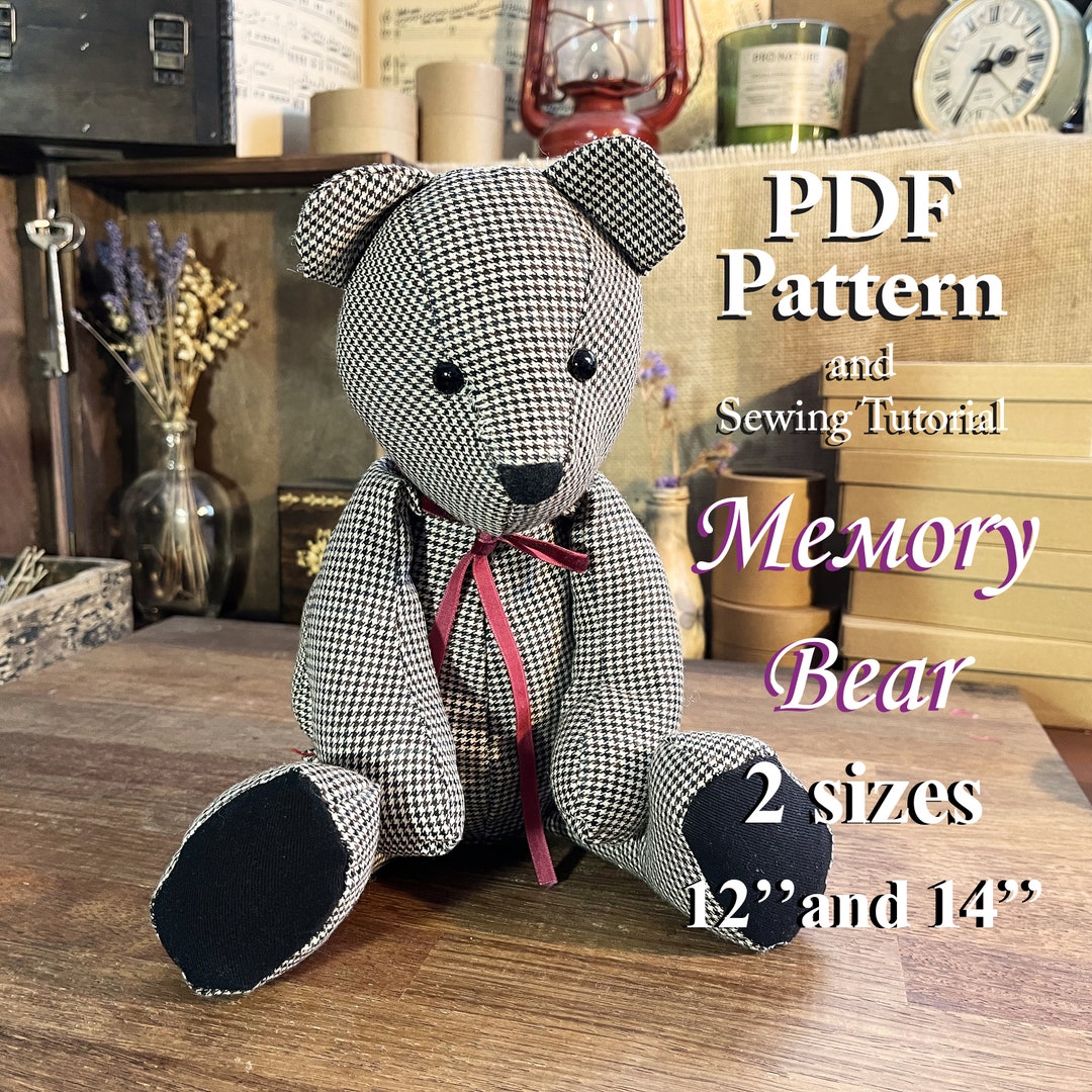 Memory Bear Patterns 2 Sizes 12'', 14'' Easy Sewing Pattern Simple Bear ...