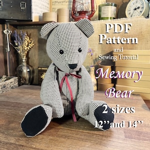Memory Bear Patterns 2 Sizes 12'', 14'' Easy Sewing Pattern Simple Bear ...
