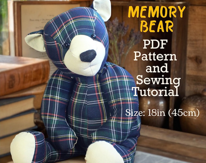 Memory Bear Pattern Easy 14" Clothes for Bear Sewing Pattern Simple Bear Pattern Sewing Pattern ...