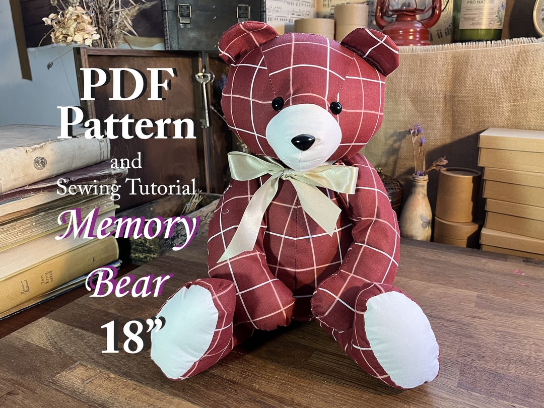 Memory Bear 18" Simple Pattern Easy Bear Pattern Memorial Bear Sewing ...