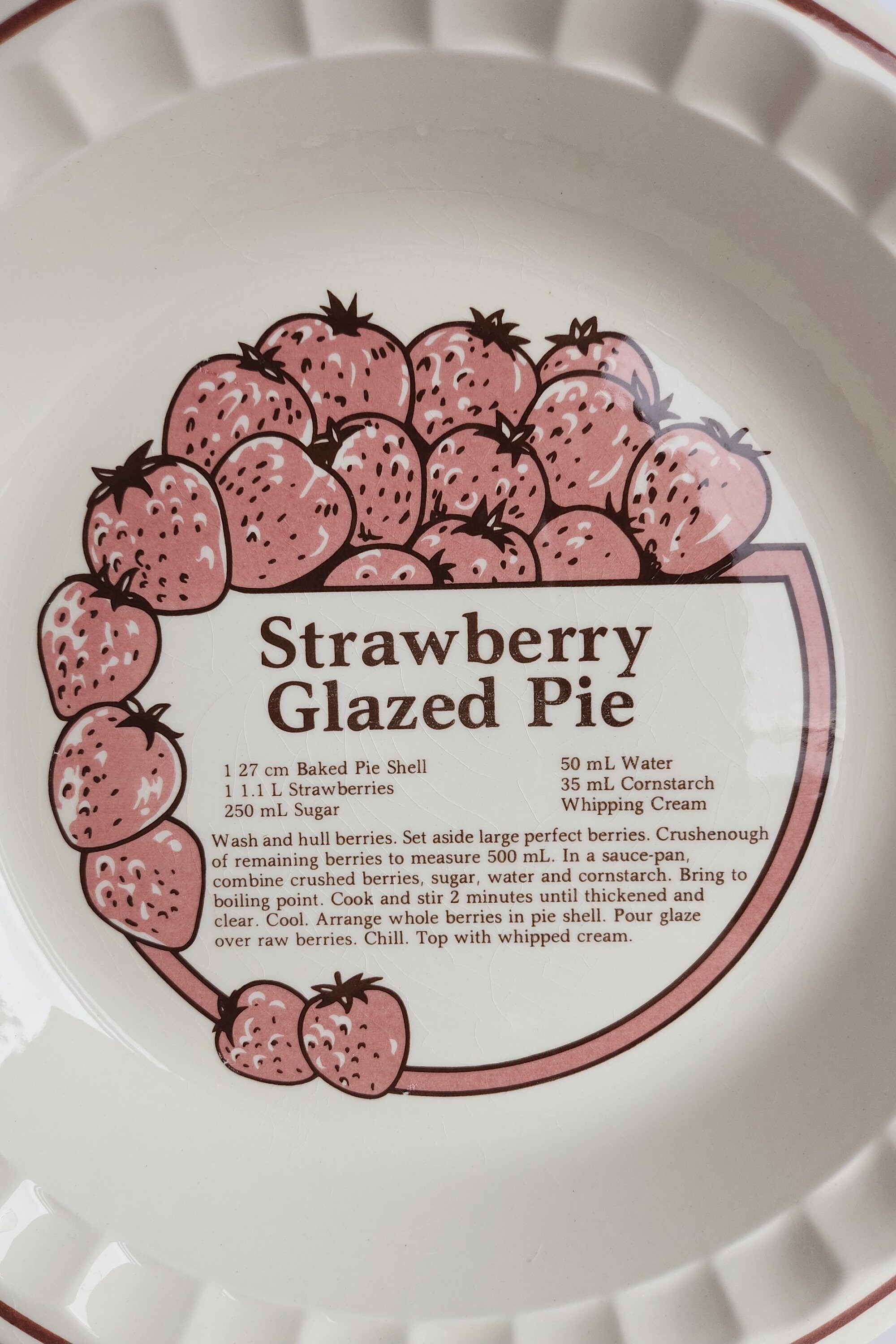 Vintage C. E. Springer 1980s Strawberry Glazed Pie Recipe Dish - Etsy