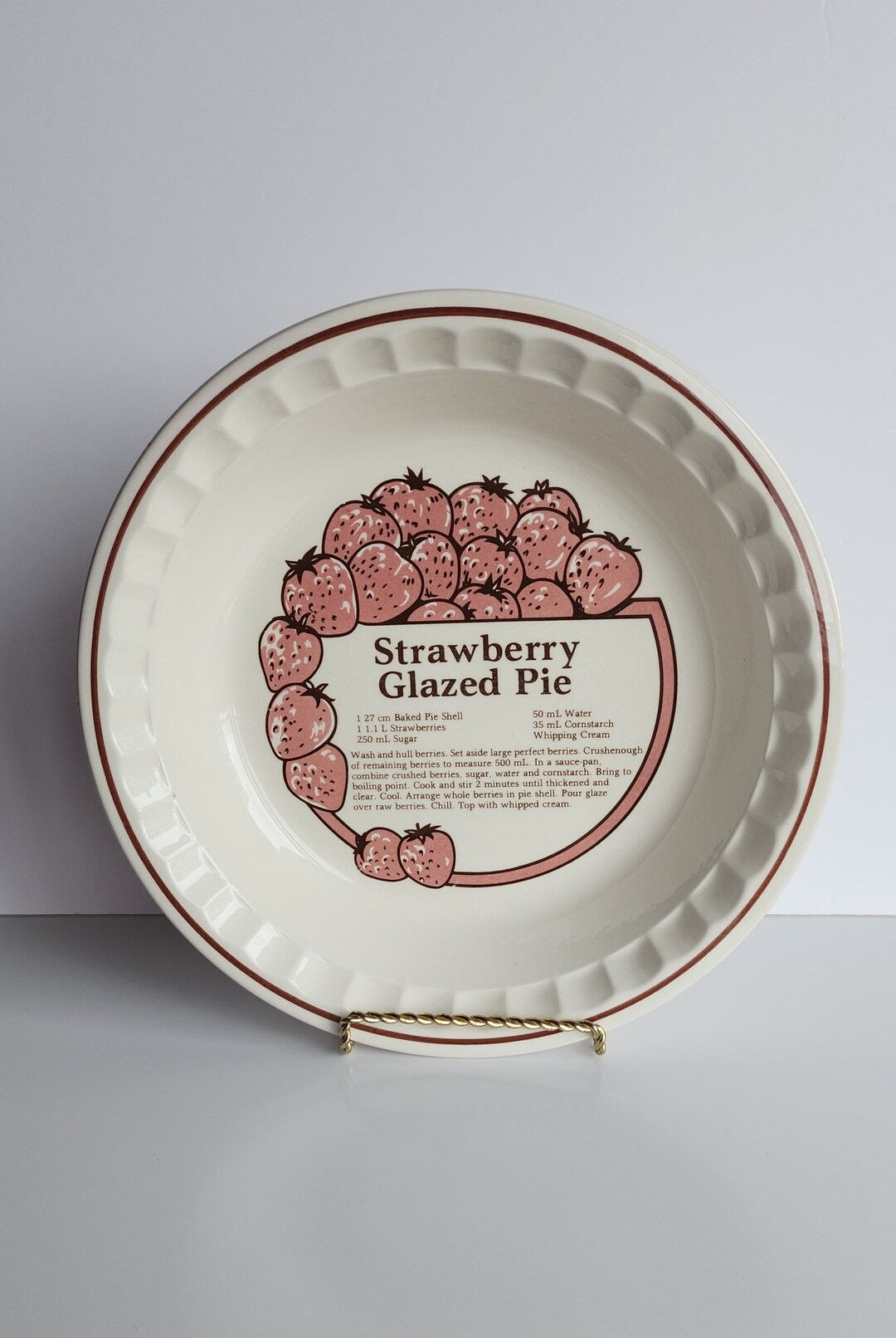 Vintage C. E. Springer 1980s Strawberry Glazed Pie Recipe Dish - Etsy