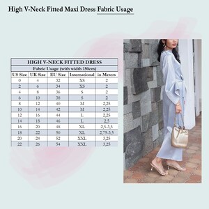 Formal and Casual Dress Pattern - Women's High V-neck Fitted Maxi Dress ...