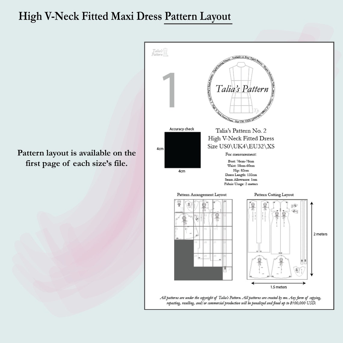 Formal and Casual Dress Pattern - Women's High V-neck Fitted Maxi Dress ...