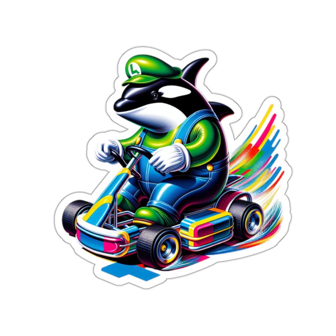 Gamer Orca Kiss-cut Sticker - Fun Ocean Animal Artwork for Laptops ...