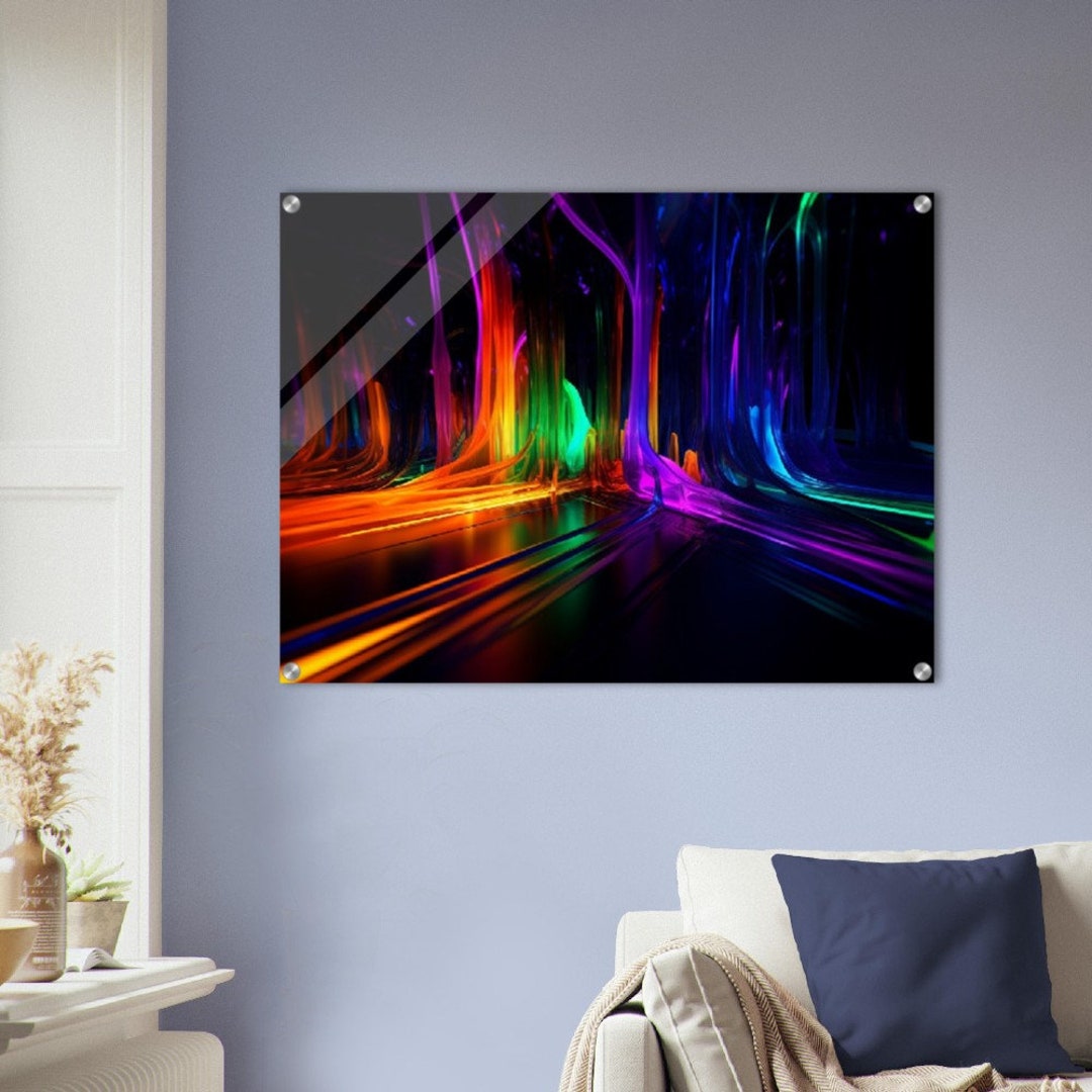 Neon Tempered Glass Wall Art Neon Wall Art Glass Print Neon Glass Wall ...