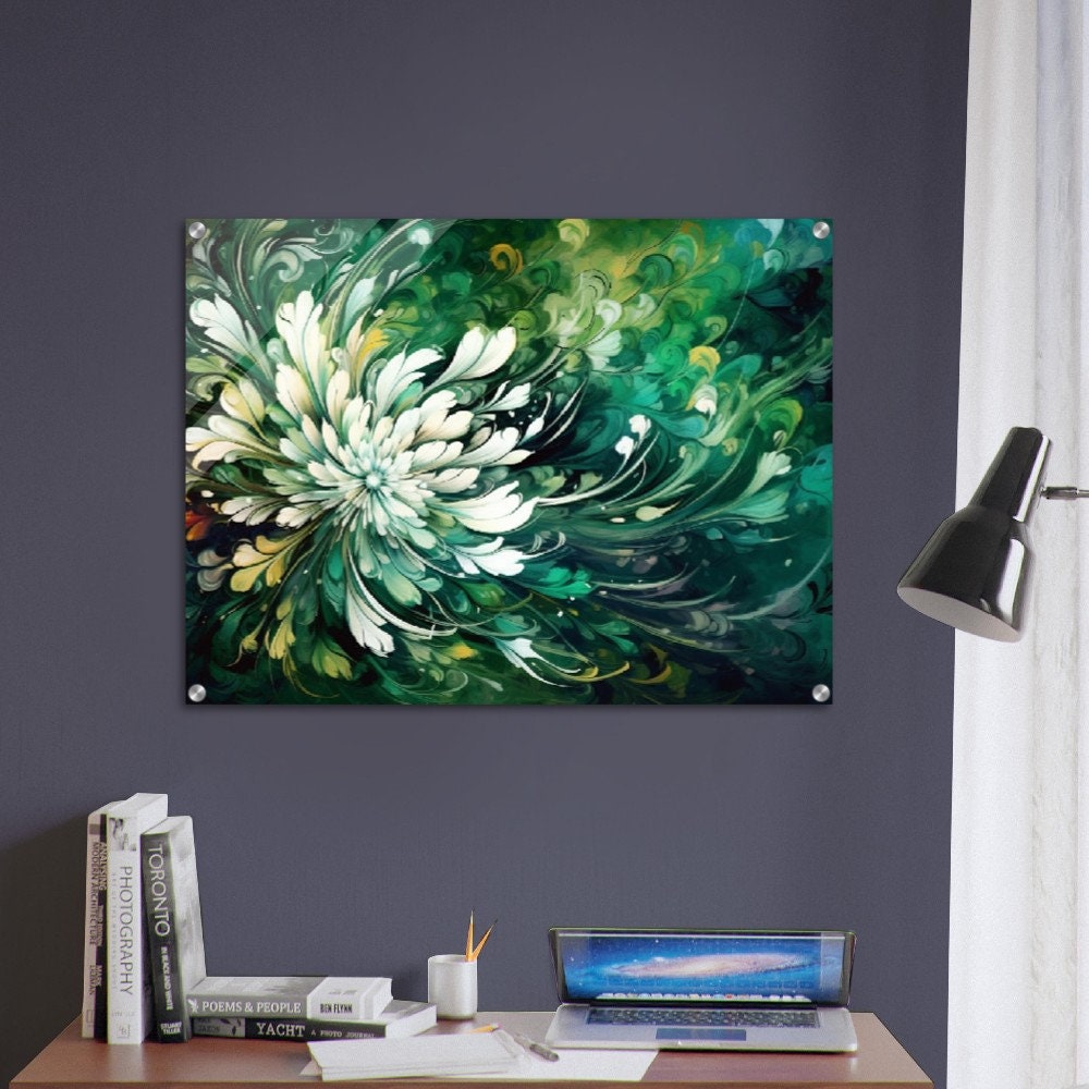 White Flower Glass Wall Art Tempered Glass Wall Art Flower Wall Art Glass Printing Wall Hangings