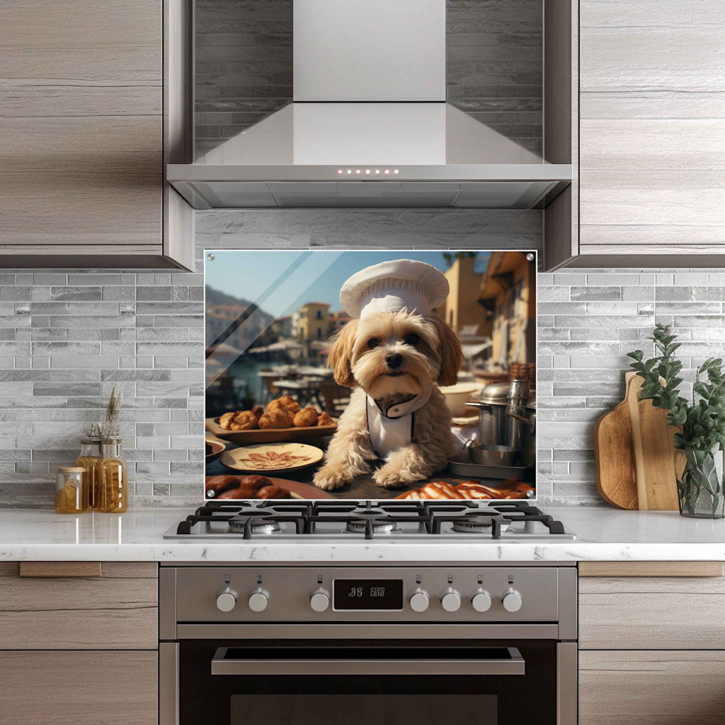 Dog Restaurant Glass Splashback Glass Kitchen Decor Stove Glass ...