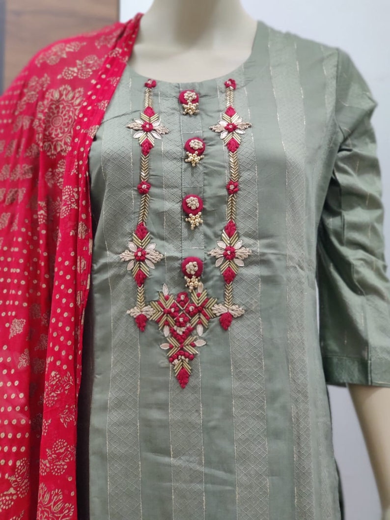 Grey Color Kurta Set With Dupatta - Etsy