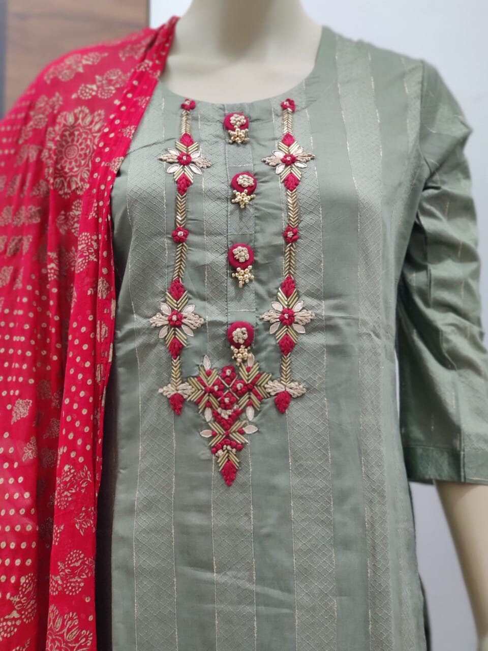 Grey Color Kurta Set With Dupatta - Etsy