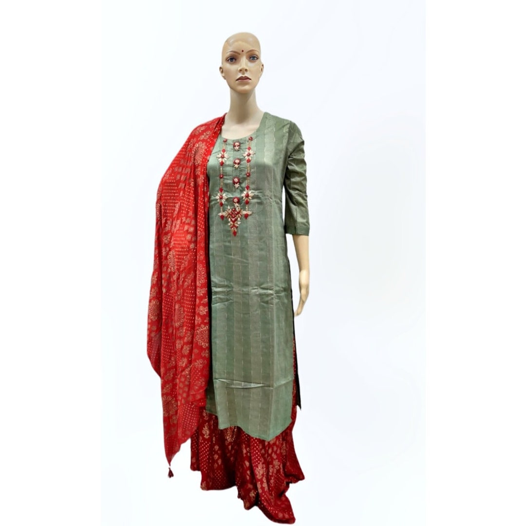 Grey Color Kurta Set With Dupatta - Etsy