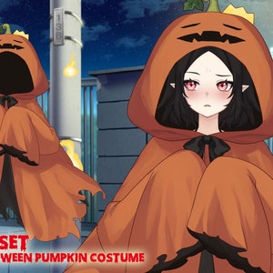 Vtuber Asset Animated Halloween Pumpkin Costume Blanket 2d - Etsy
