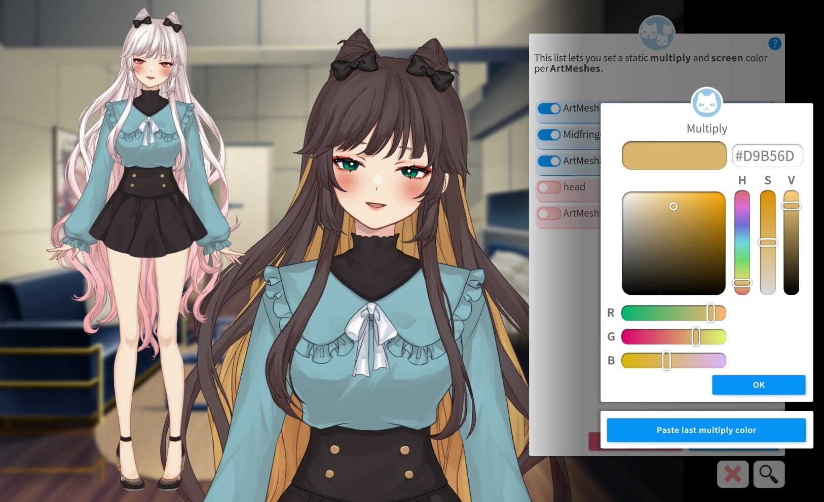 Premade Live 2d Vtuber Model Cute Bun Anime Girl for Vtubing Streaming ...