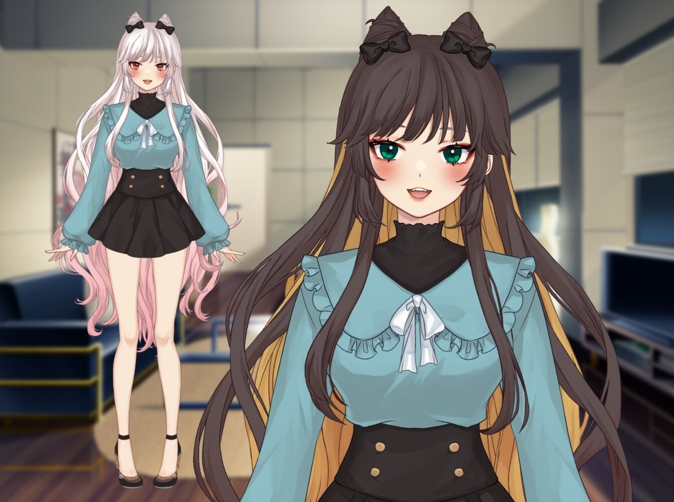 Premade Live 2d Vtuber Model Cute Bun Anime Girl for Vtubing Streaming ...