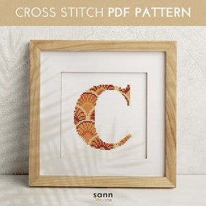 Initial Cross Stitch Pattern for Boho Wall Decoration, Letter C ...