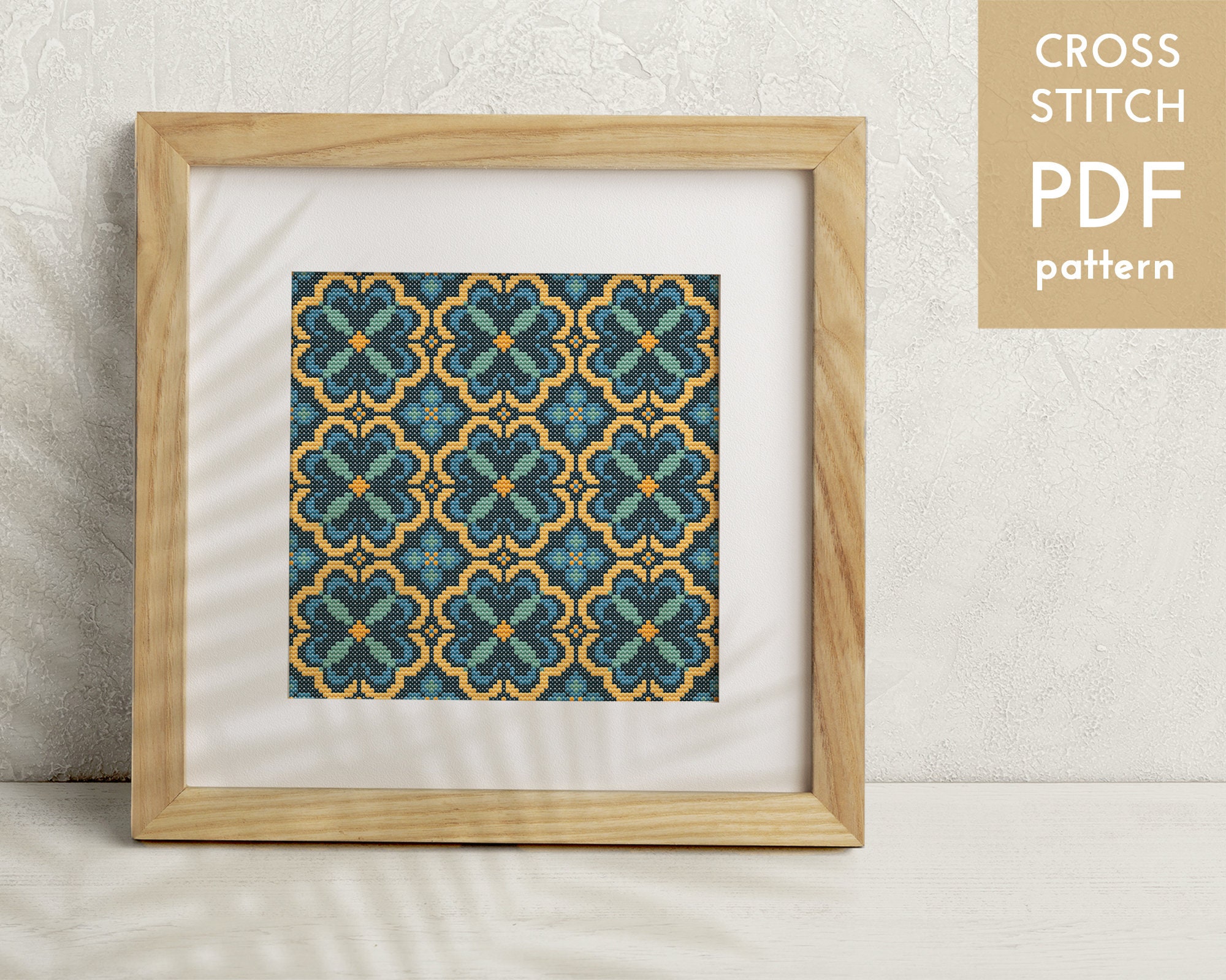 Tile Cross Stitch Digital Pattern PDF for Instant Download, Geometric ...