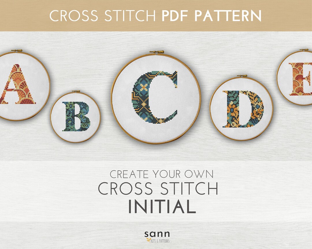 Custom Initial Cross Stitch Pattern: Personalized Letter Design (PDF ...