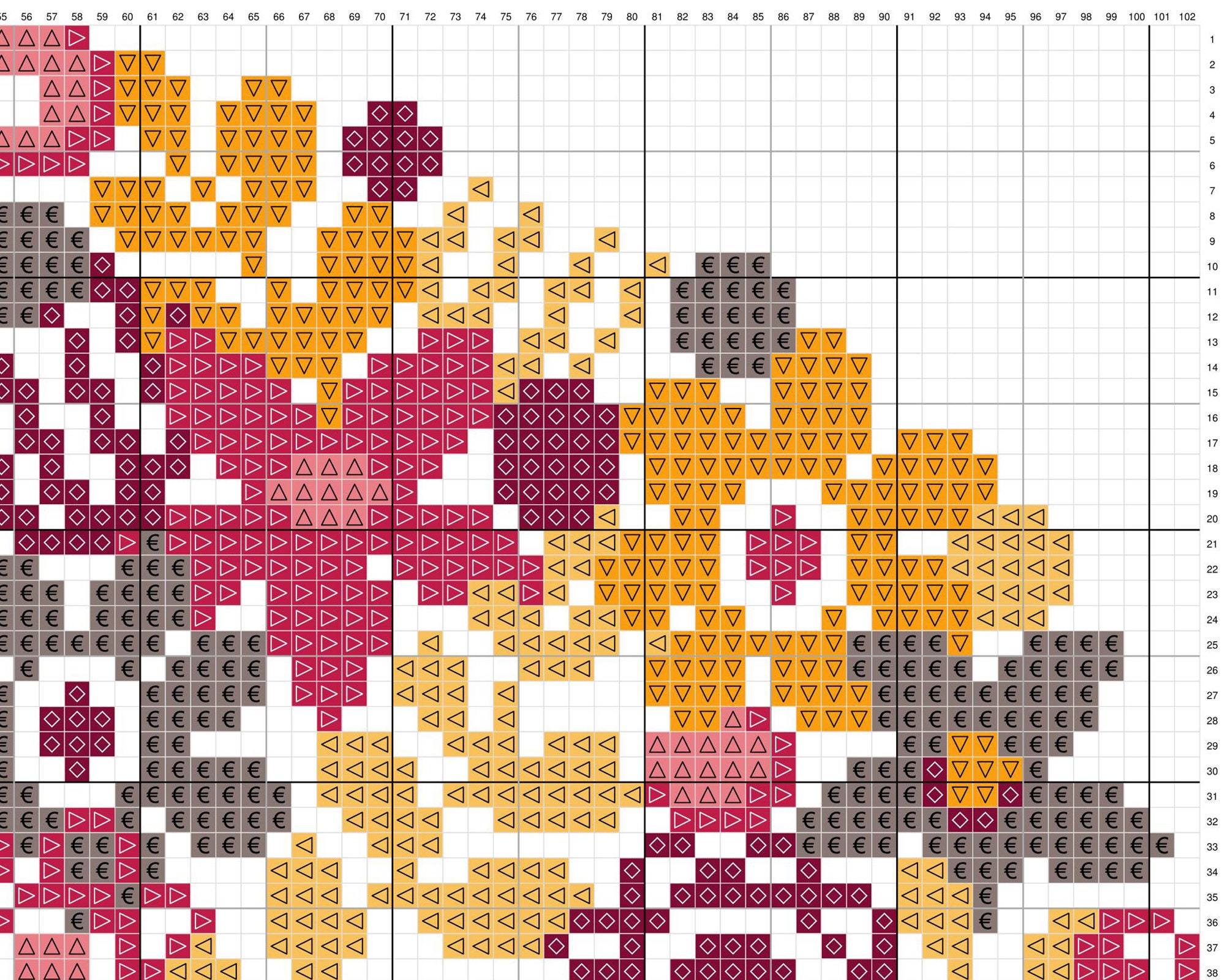 Floral Cross Stitch Chart for Instant Download, Floral Digital Cross ...