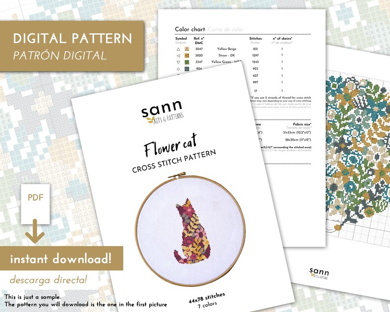 Cat Cross Stitch Pattern Easy Cat Counted Cross Stitch Chart - Etsy