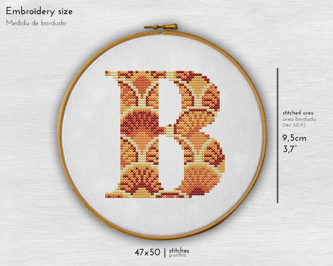 Letter B Monogram Xstitch Chart for Instant Download Initial - Etsy