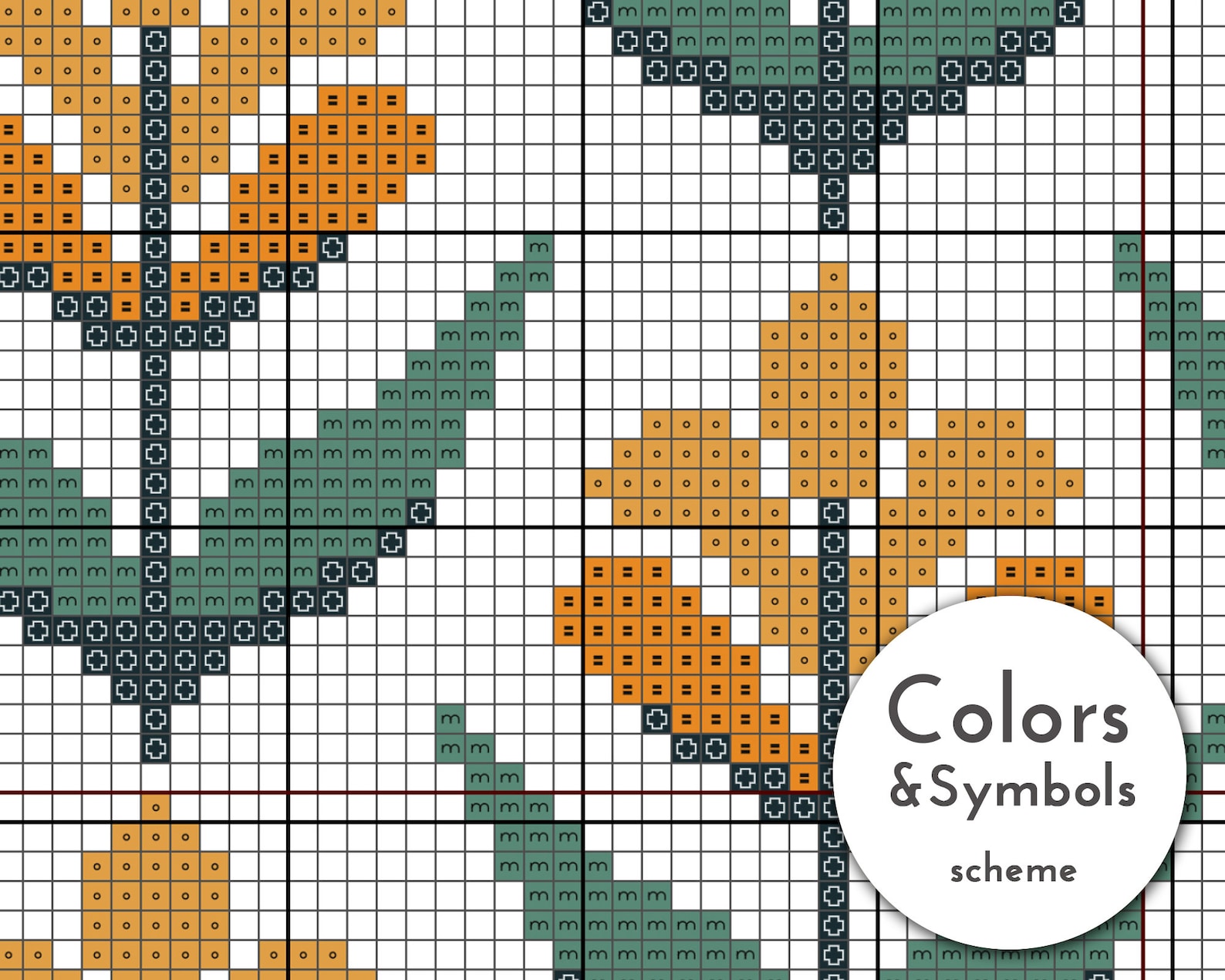 Retro Floral Design Cross Stitch Pattern for Instant Download, Vintage ...