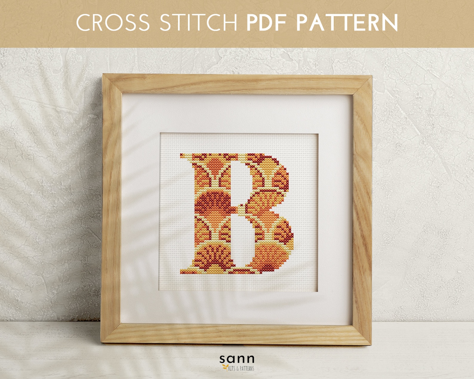Letter B Monogram Xstitch Chart for Instant Download, Initial ...