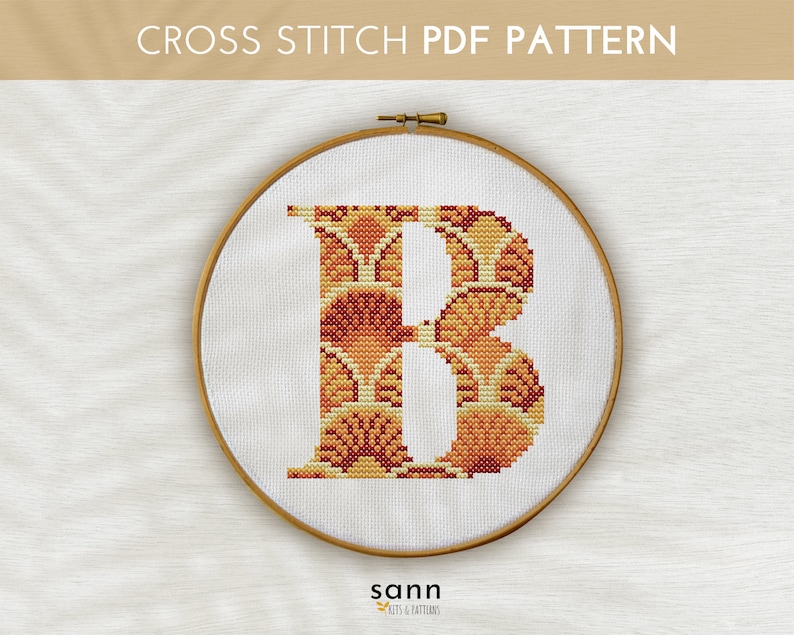 Letter B Monogram Xstitch Chart for Instant Download, Initial ...