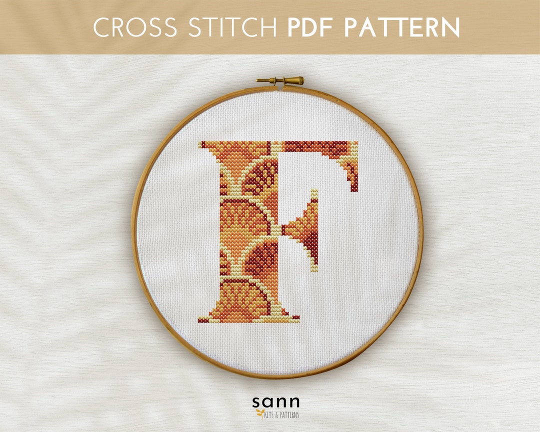 Monogram Embroidery Pdf Pattern for Instant Download, Letter F Monogram ...
