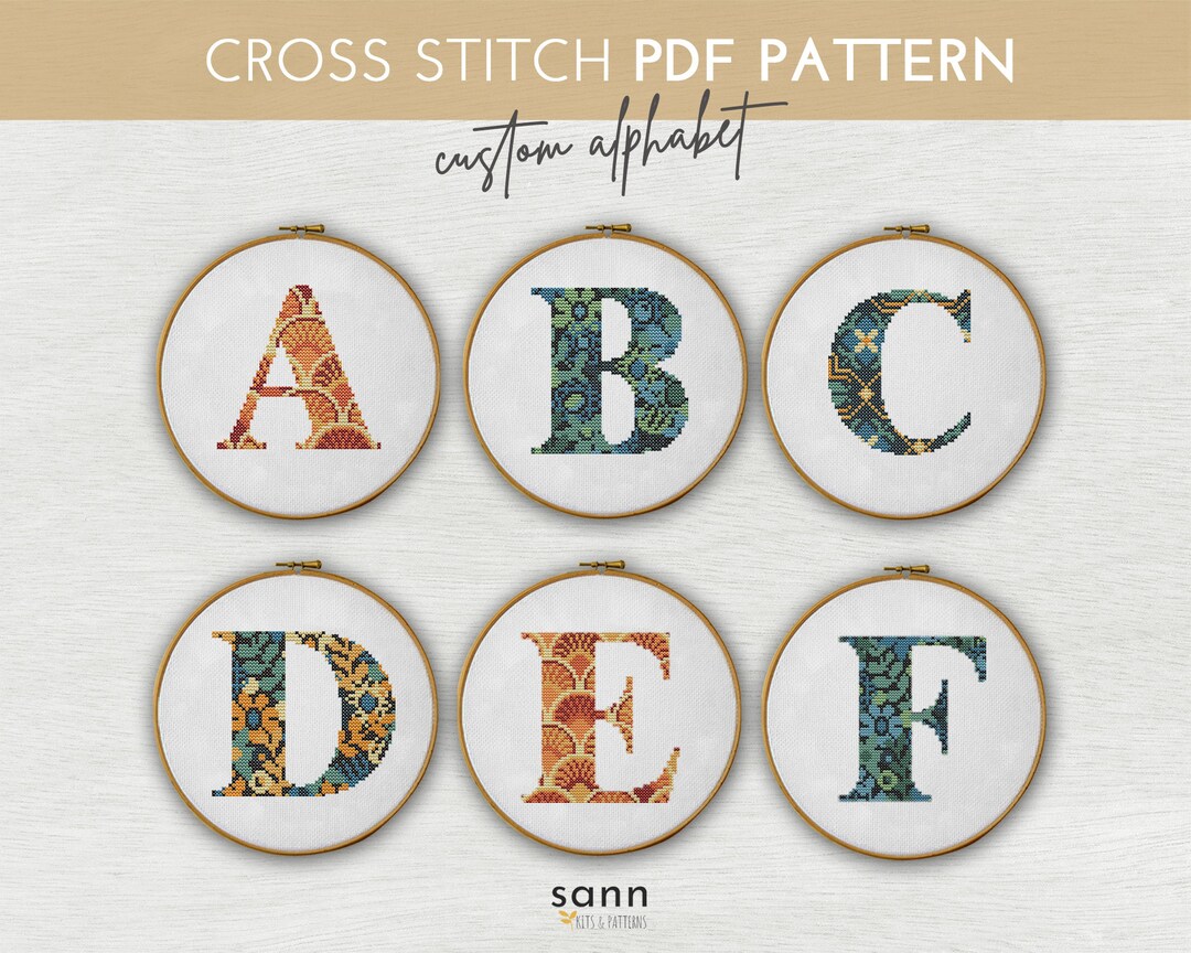 Custom Alphabet Letter Cross Stitch Pdf Pattern for Cozy Decoration ...