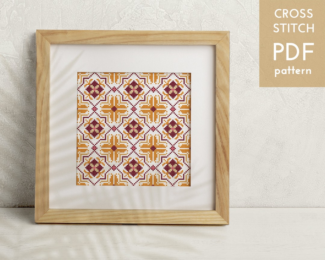 Modern Tile Cross Stitch Chart for Instant Download, Tile Pattern Pdf ...