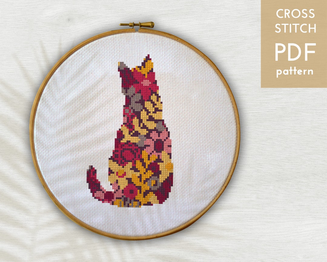 Cat Cross Stitch Pattern, Easy Cat Counted Cross Stitch Chart for Wall ...