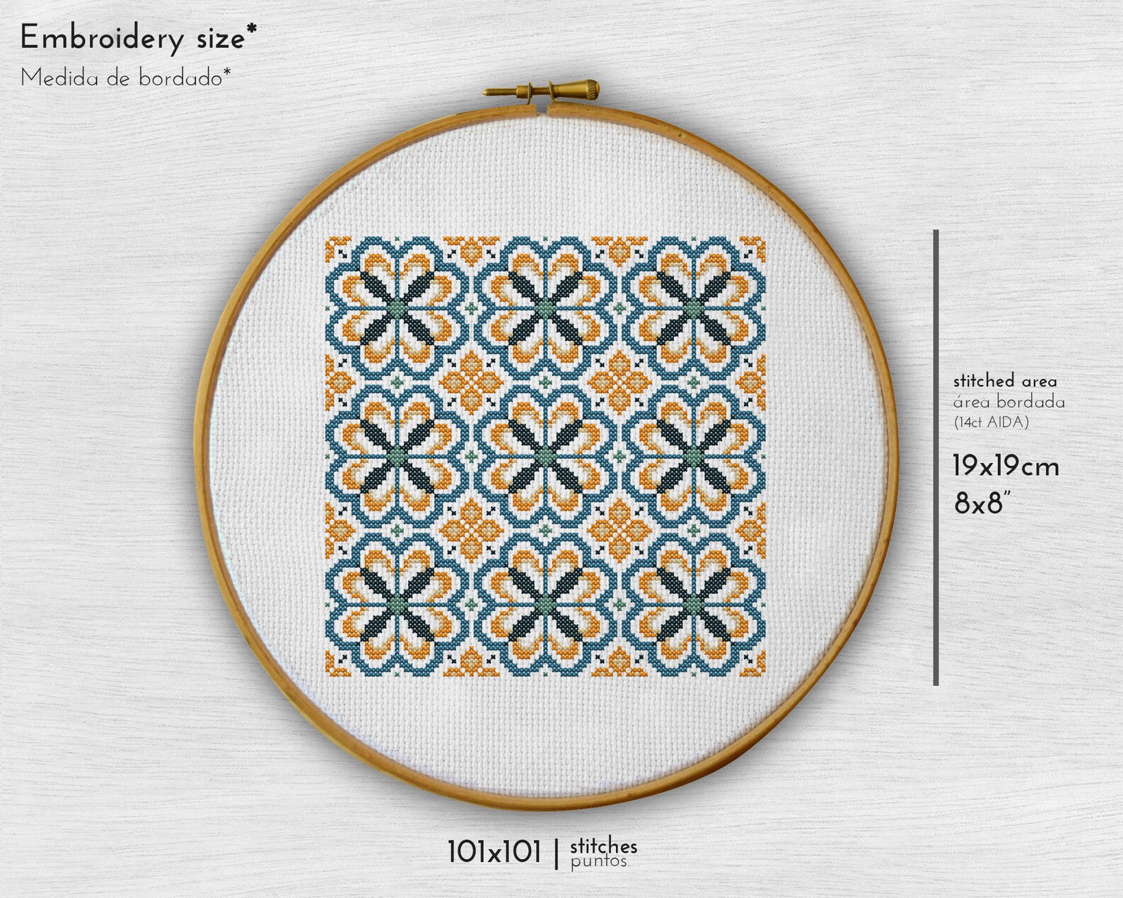 Tile Cross Stitch Pattern: Geometric Embroidery (PDF Pattern) - Etsy