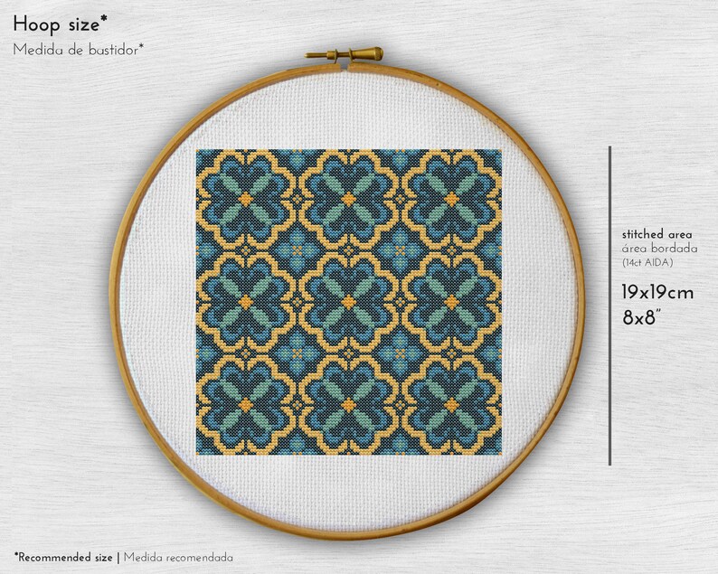 Tile Cross Stitch Digital Pattern PDF for Instant Download, Geometric ...