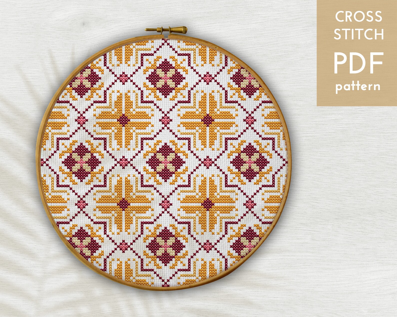 Modern Tile Cross Stitch Chart for Instant Download, Tile Pattern Pdf ...