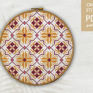 Modern Tile Cross Stitch Chart for Instant Download, Tile Pattern Pdf ...