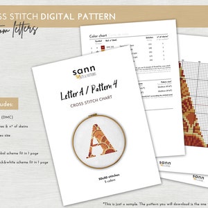 Monogram Xstitch Pattern Pdf, Vintage Letter A Cross Stitch Chart for ...