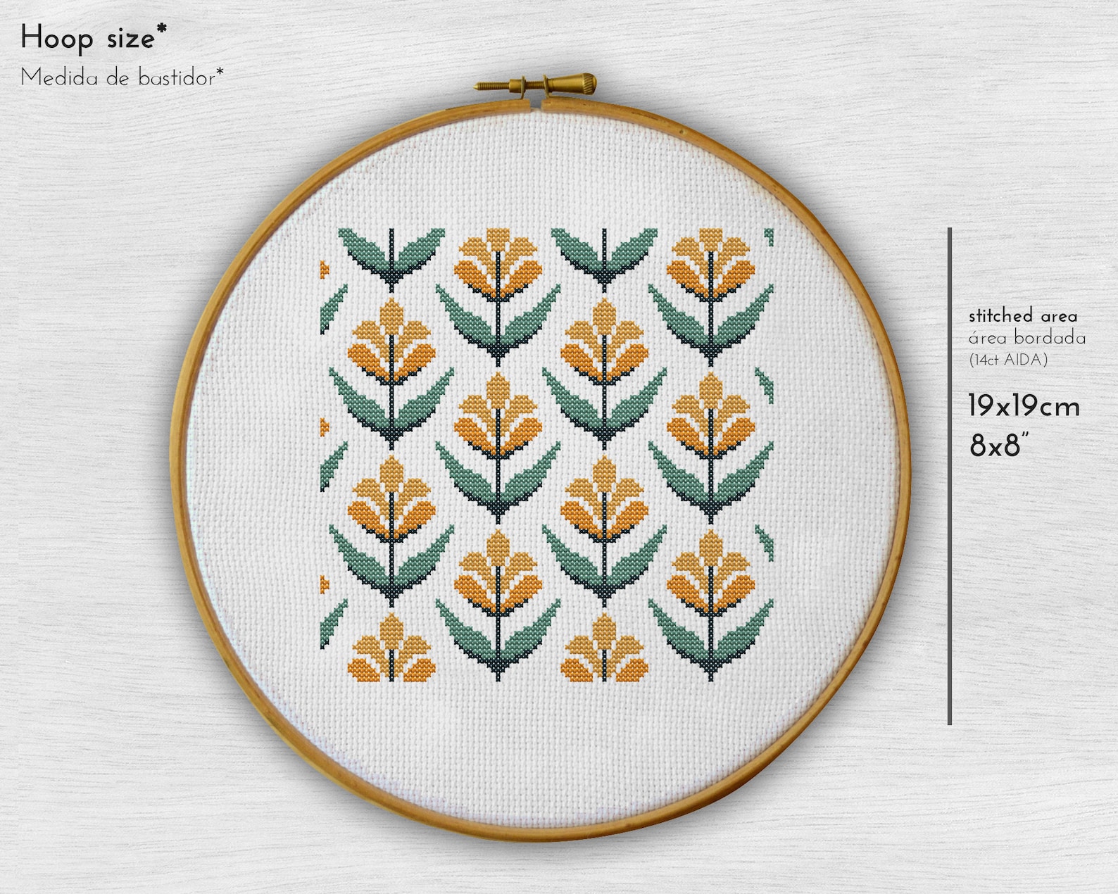 Retro Floral Design Cross Stitch Pattern for Instant Download, Vintage ...
