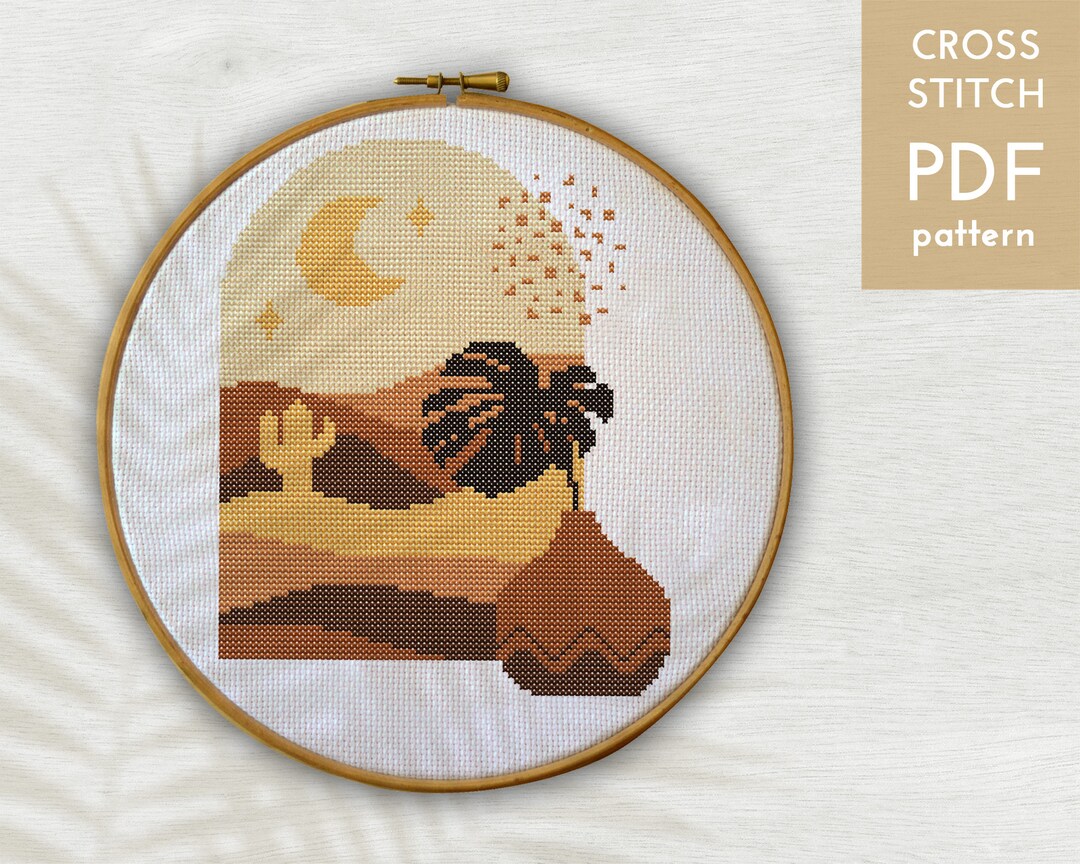 Boho Cross Stitch Digital Pattern PDF, Easy Boho Cross Stitch Chart for ...