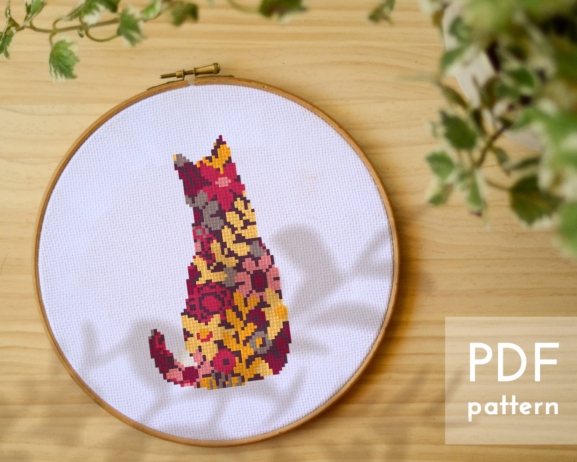 Cat Cross Stitch Pattern, Easy Cat Counted Cross Stitch Chart for Wall ...