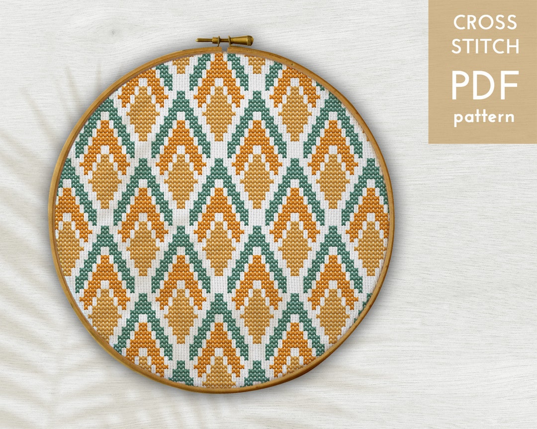 Geometric Diamond Cross Stitch Pattern: Vintage Counted Chart (PDF) - Etsy