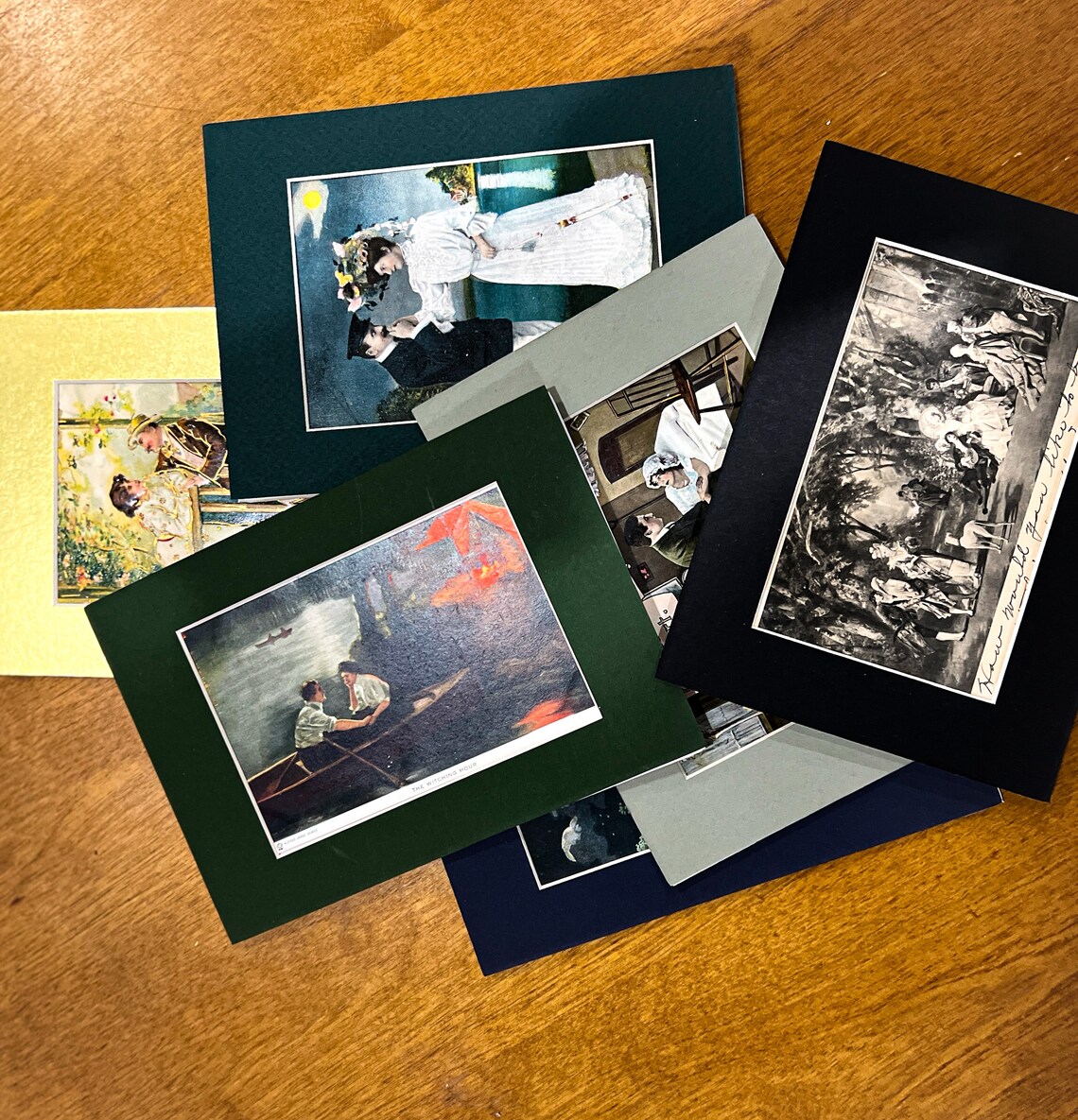 Old Antique Vintage Romantic Couple Postcard MAT FRAMED Perfect Home ...