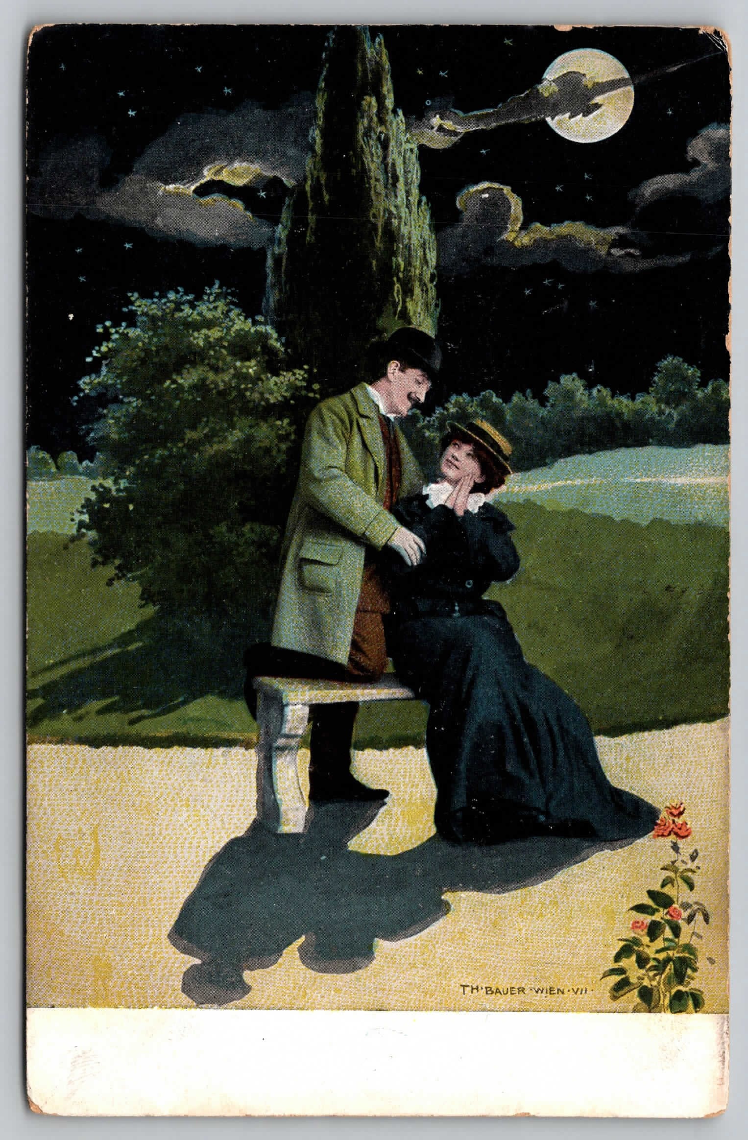 Old Antique Vintage Romantic Couple Postcard MAT FRAMED Perfect Home ...