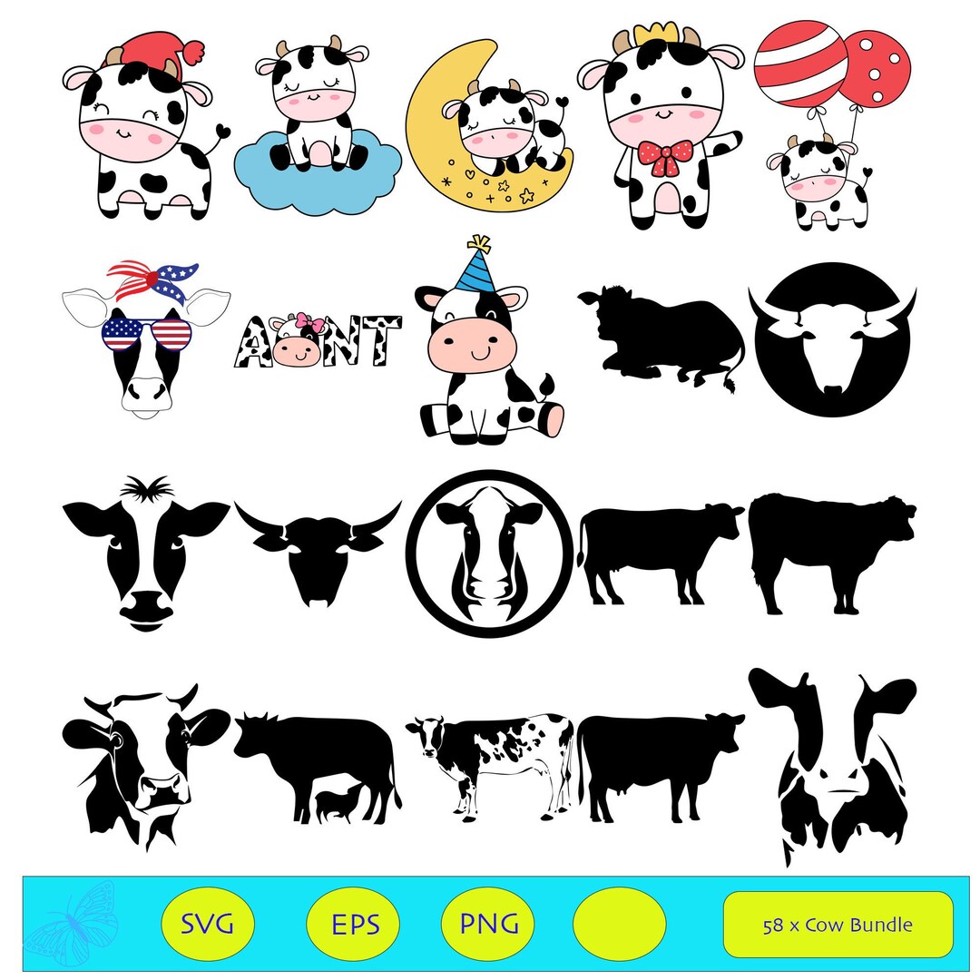 Cow Bundle, Svg / Eps / Png Bundle, 58 Cow Svg - Etsy