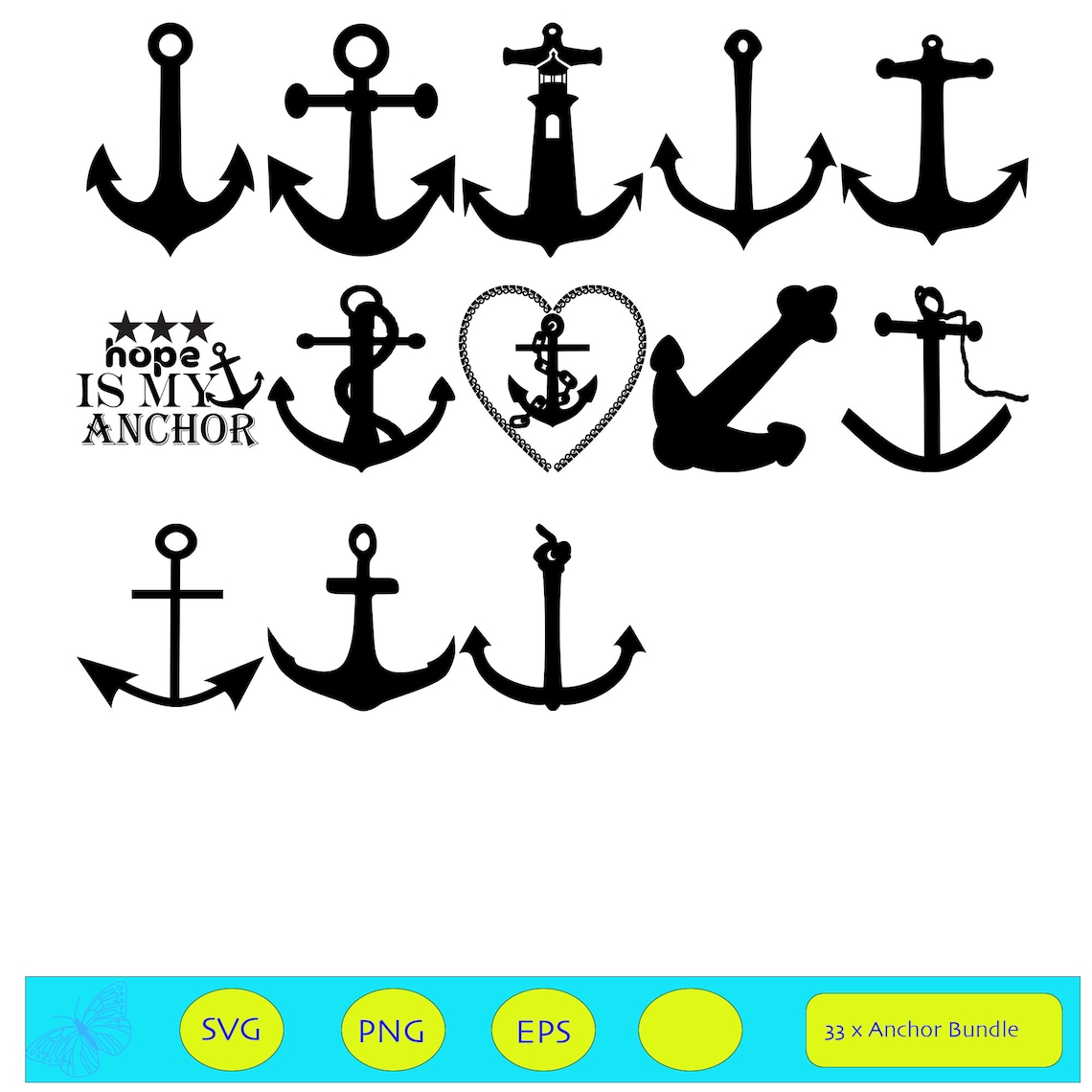Anchor Bundle, Svg / Eps / Png Bundle, 33 Anchor Svg - Etsy